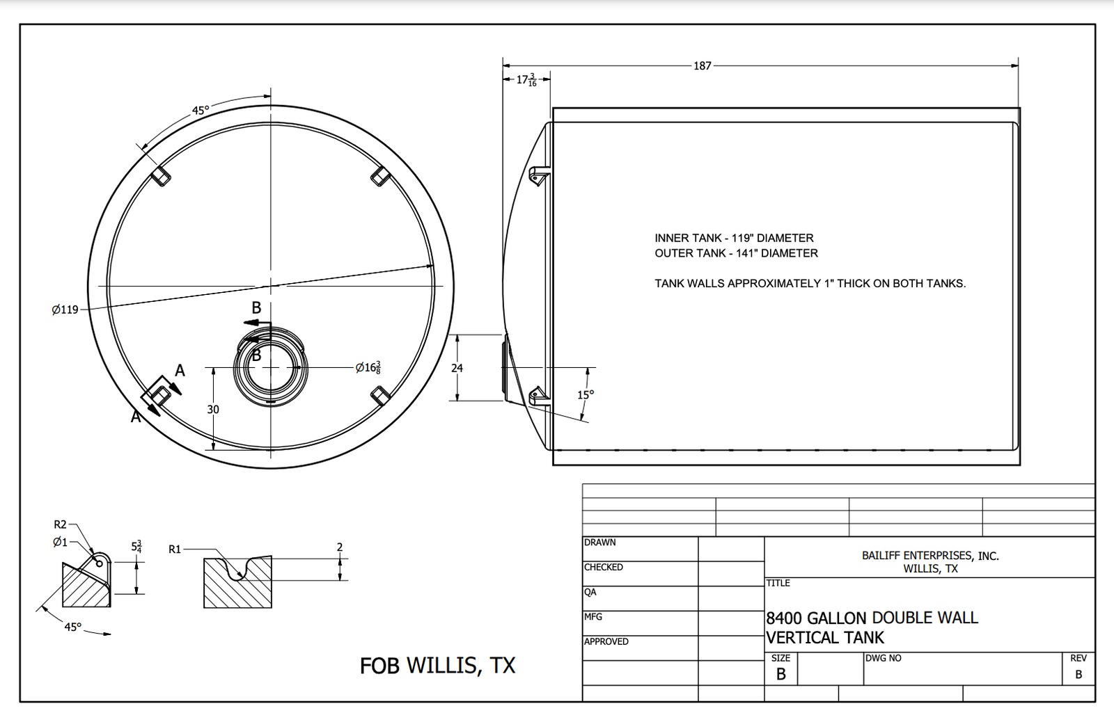 8400 GALLON HDPE DOUBLE WALL VERTICAL TANK
